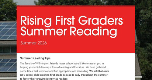 Rising First Graders Summer Reading