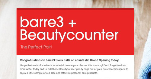 barre3 + Beautycounter | Smore Newsletters