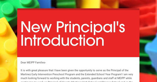 New Principal's Introduction