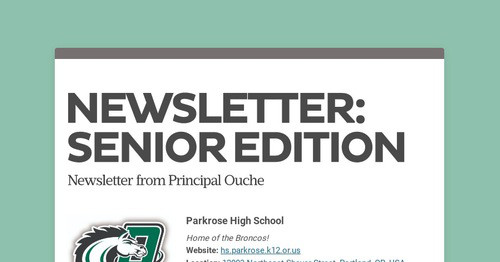 NEWSLETTER: SENIOR EDITION | Smore Newsletters