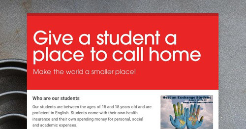 Give a student a place to call home | Smore Newsletters