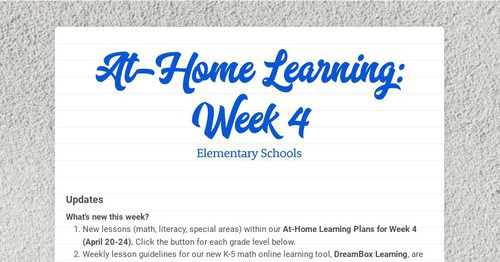 At-Home Learning: Week 4