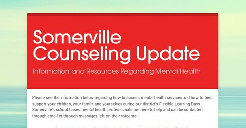 Somerville Counseling Update | Smore Newsletters