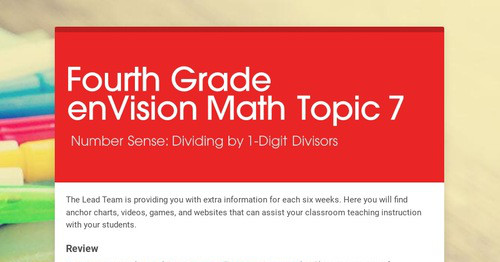 Fourth Grade enVision Math Topic 7 | Smore Newsletters
