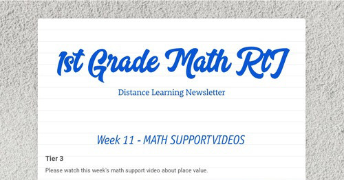 1st Grade Math RtI | Smore Newsletters