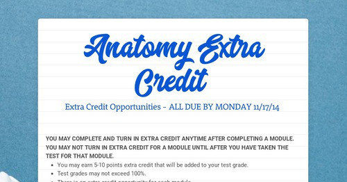 Anatomy Extra Credit | Smore Newsletters