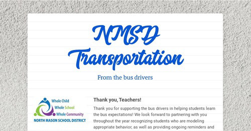 NMSD Transportation | Smore Newsletters