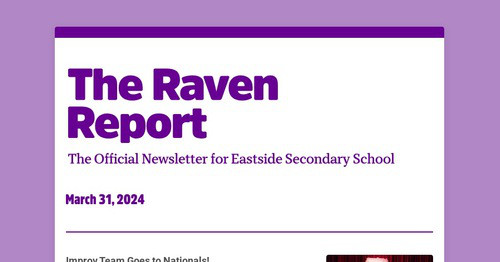 The Raven Report | Smore Newsletters for Education