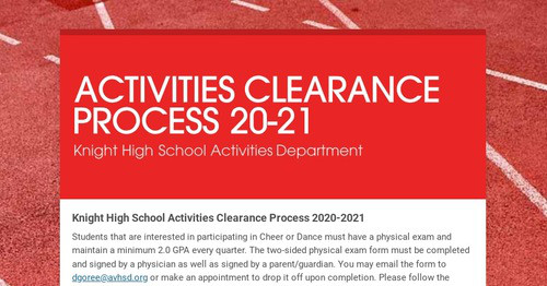 ACTIVITIES CLEARANCE PROCESS 20-21 | Smore Newsletters for Business
