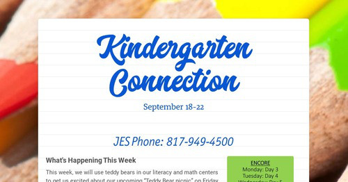 Kindergarten Connection | Smore Newsletters for Education