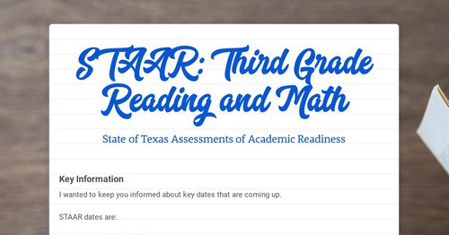 STAAR: Third Grade Reading and Math | Smore Newsletters