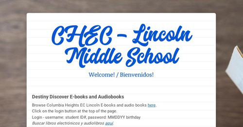 CHEC - Lincoln Middle School | Smore Newsletters