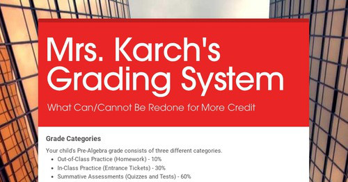 Mrs. Karch's Grading System | Smore Newsletters