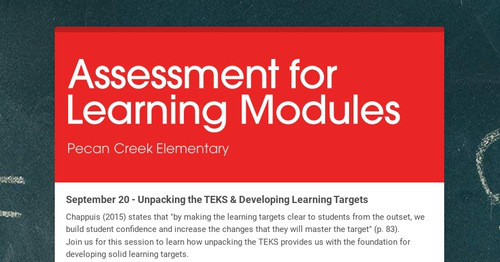 Assessment for Learning Modules | Smore Newsletters