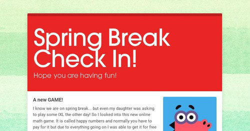 Spring Break Check In! | Smore Newsletters for Business
