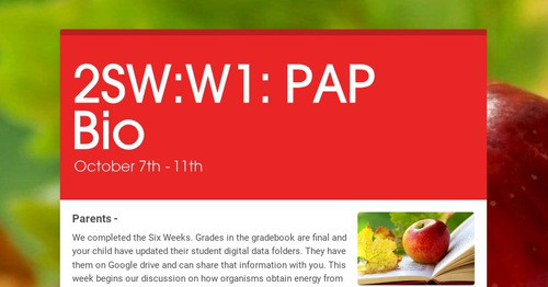 2SW:W1: PAP Bio | Smore Newsletters