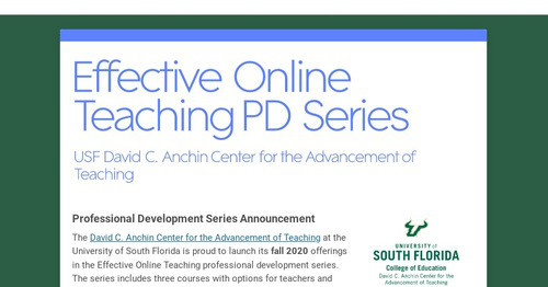 Effective Online Teaching PD Series | Smore Newsletters for Education