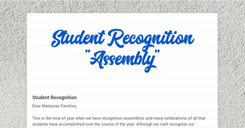 Student Recognition "Assembly" | Smore Newsletters
