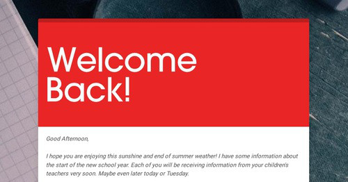 Welcome Back!