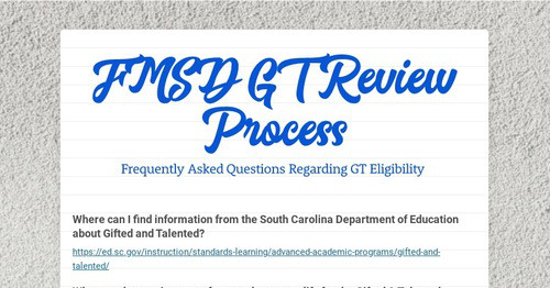 FMSD GT Review Process | Smore Newsletters for Education