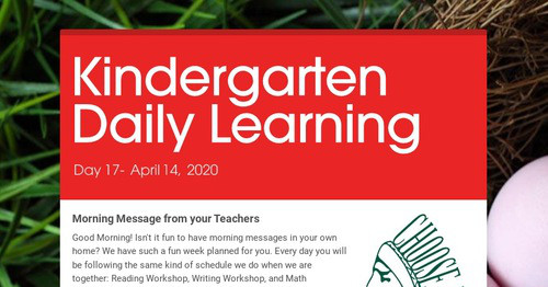 Kindergarten Daily Learning | Smore Newsletters