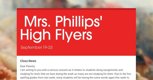 Mrs. Phillips' High Flyers | Smore Newsletters
