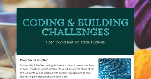 Coding & Building Challenges | Smore Newsletters