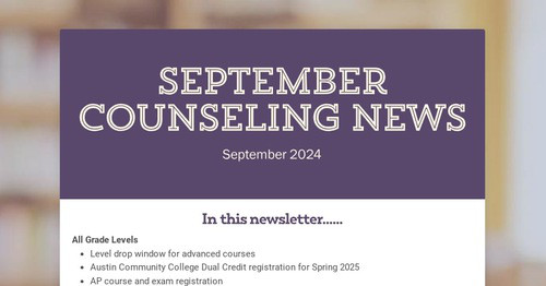 September Counseling News