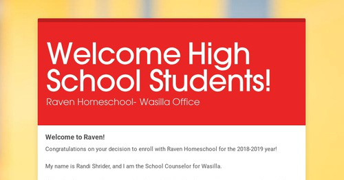 Welcome High School Students! | Smore Newsletters