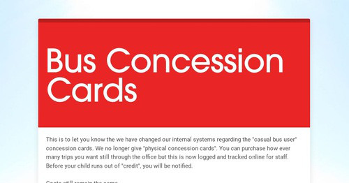 Bus Concession Cards | Smore Newsletters