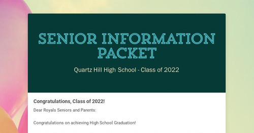 Senior Information Packet