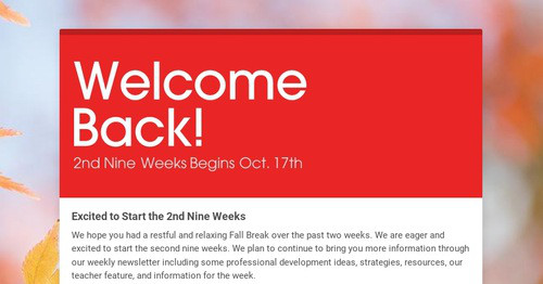 Welcome Back! | Smore Newsletters