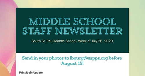 Middle School Staff Newsletter | Smore Newsletters for Education