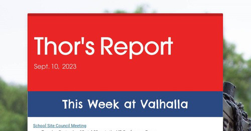 Thor's Report | Smore Newsletters for Education