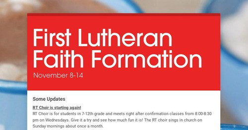 First Lutheran Faith Formation | Smore Newsletters