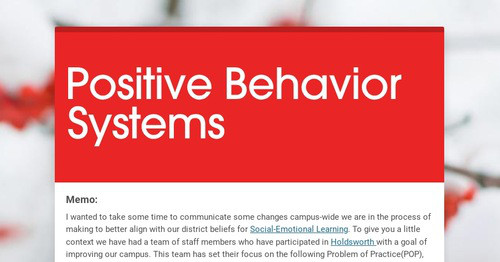 Positive Behavior Systems | Smore Newsletters for Education