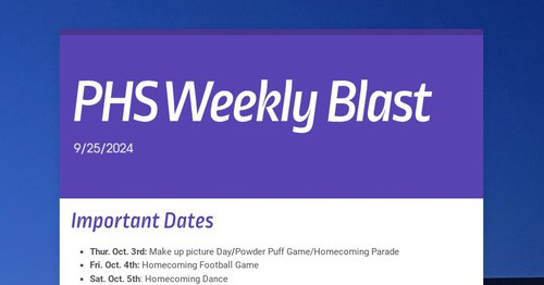 PHS Weekly Blast | Smore Newsletters for Business
