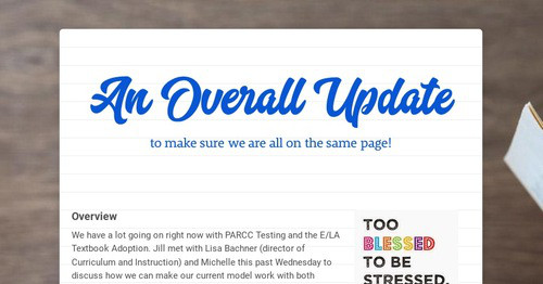 An Overall Update | Smore Newsletters
