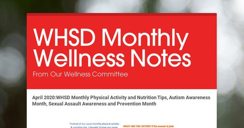 WHSD Monthly Wellness Notes | Smore Newsletters for Education