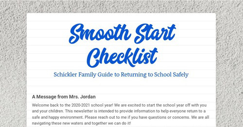 Smooth Start Checklist | Smore Newsletters