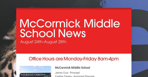 McCormick Middle School News | Smore Newsletters for Education