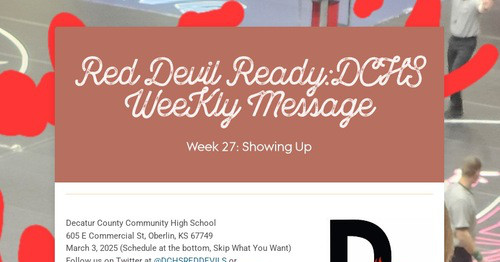 Red Devil Ready:DCHS WeeKly Message | Smore Newsletters for Education