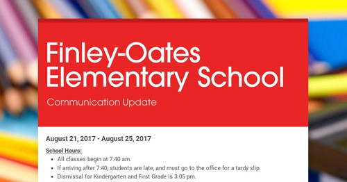 Finley-Oates Elementary School | Smore Newsletters for Education