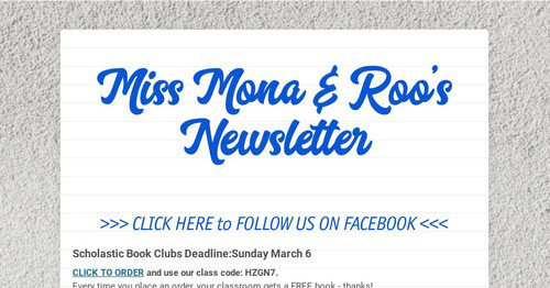 Miss Mona & Roo's Newsletter | Smore Newsletters for Education