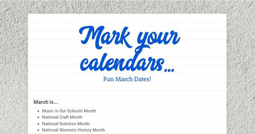 Mark your calendars... | Smore Newsletters
