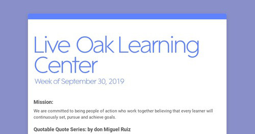 Live Oak Learning Center | Smore Newsletters