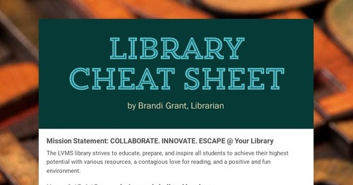 Library Cheat Sheet | Smore Newsletters