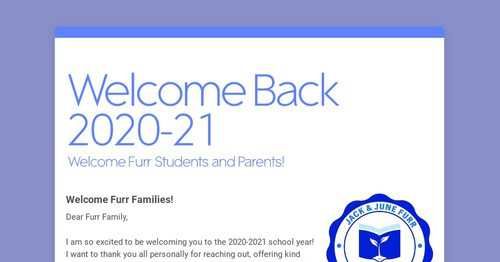 Welcome Back 2020-21