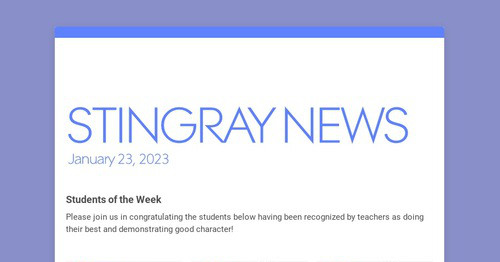 STINGRAY NEWS | Smore Newsletters for Education