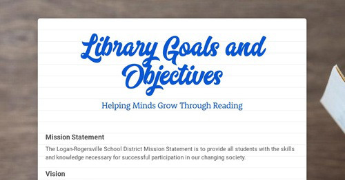 Library Goals and Objectives | Smore Newsletters for Education
